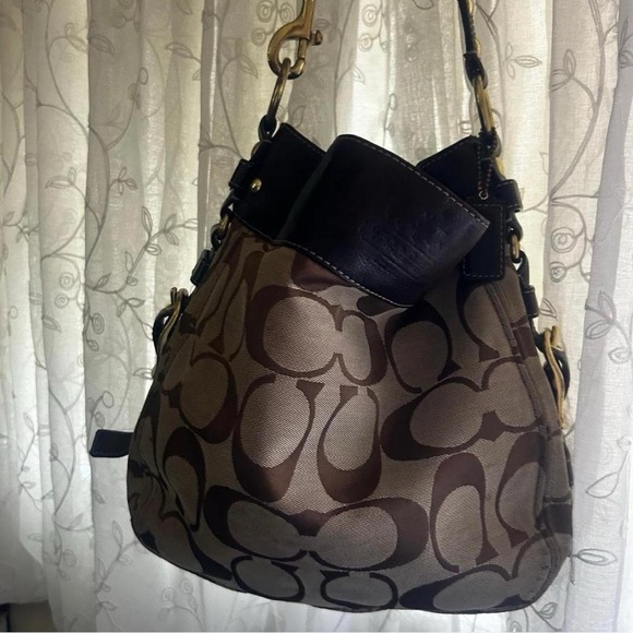 Coach | Bags | Coach Brown Hobo Bag With Signature Monogram | Poshmark